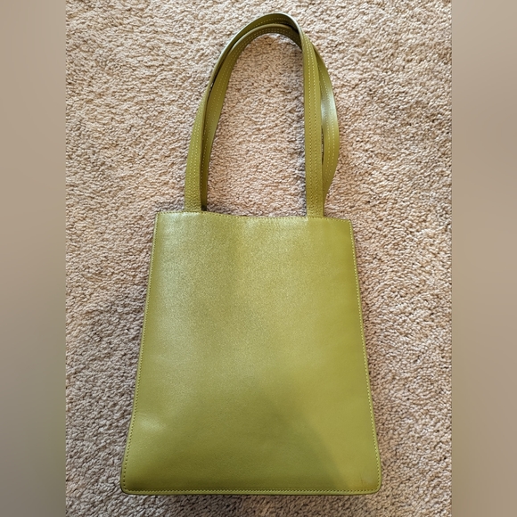 BAGGU | Bags | Baggu Chartreuse Medium Leather Tote Bag | Poshmark